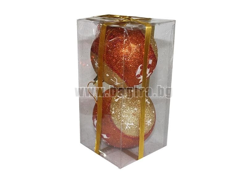 Коледни топки за елха оранжеви с брокат 2 бр. | Bagira