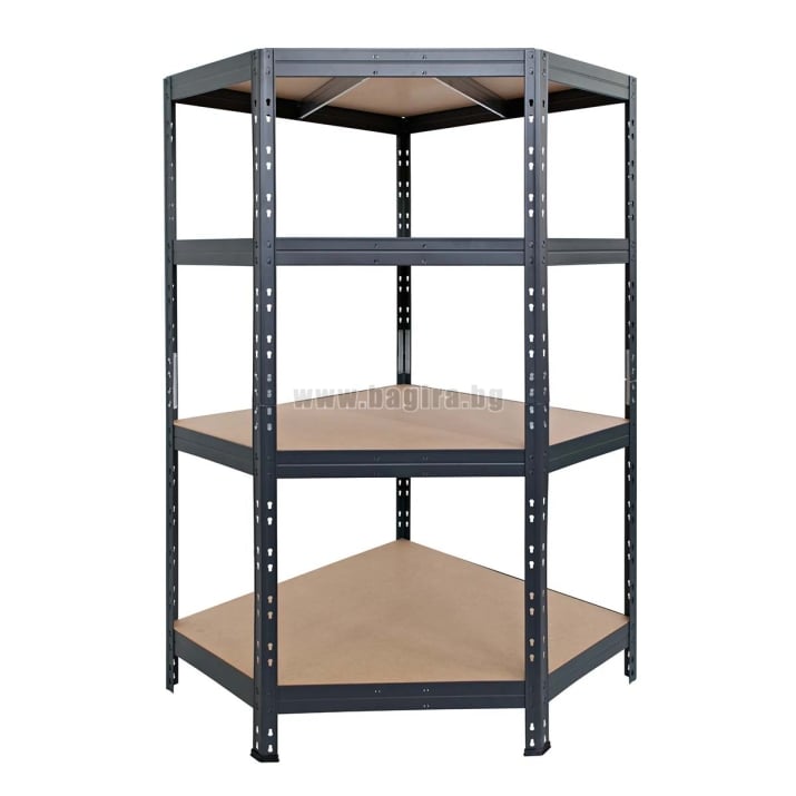 Ъглов метален стелаж - 180 х 90 х 90 x 40 см Black | Bagira
