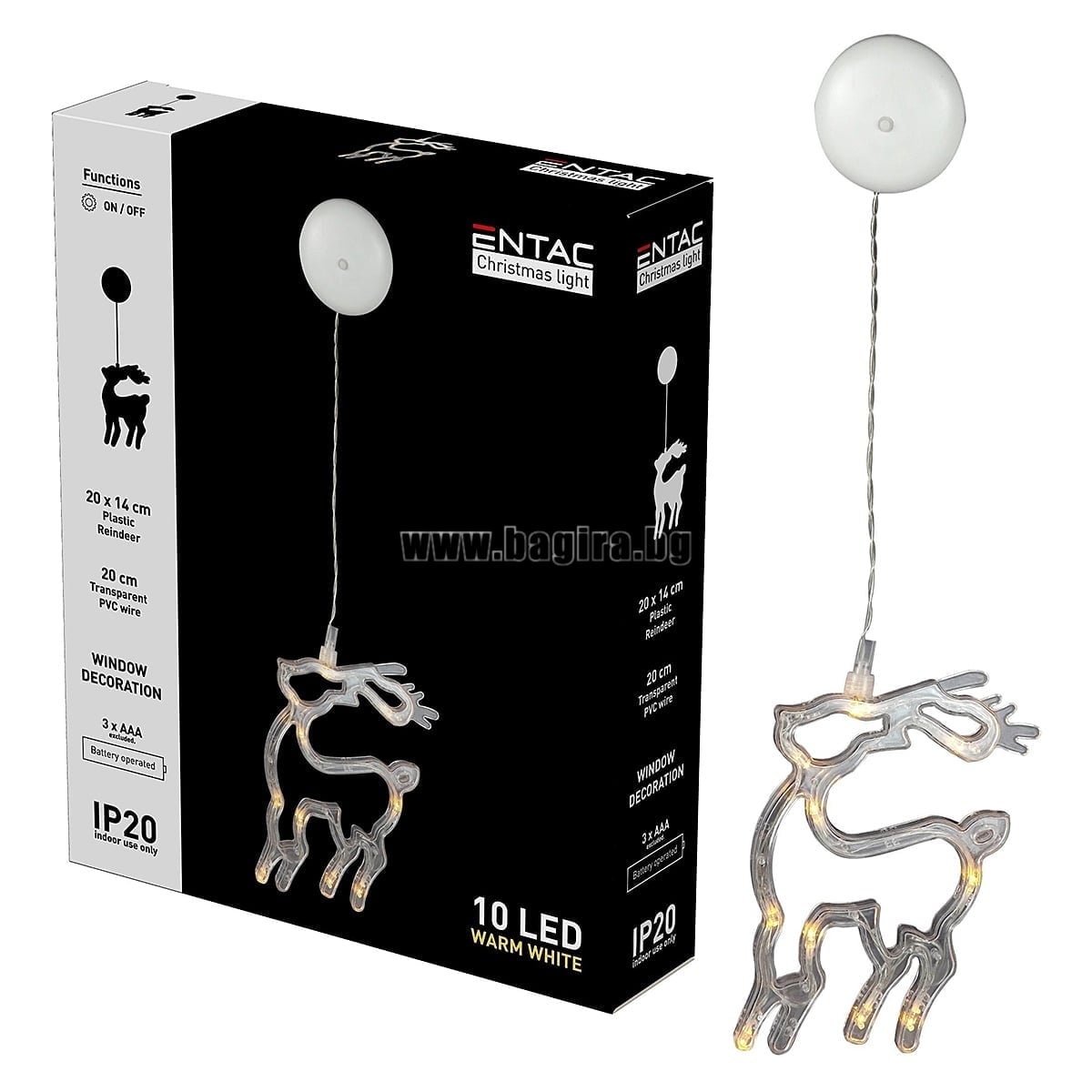 Светеща коледна украса за прозорец ENTAC - ЕЛЕН | Bagira